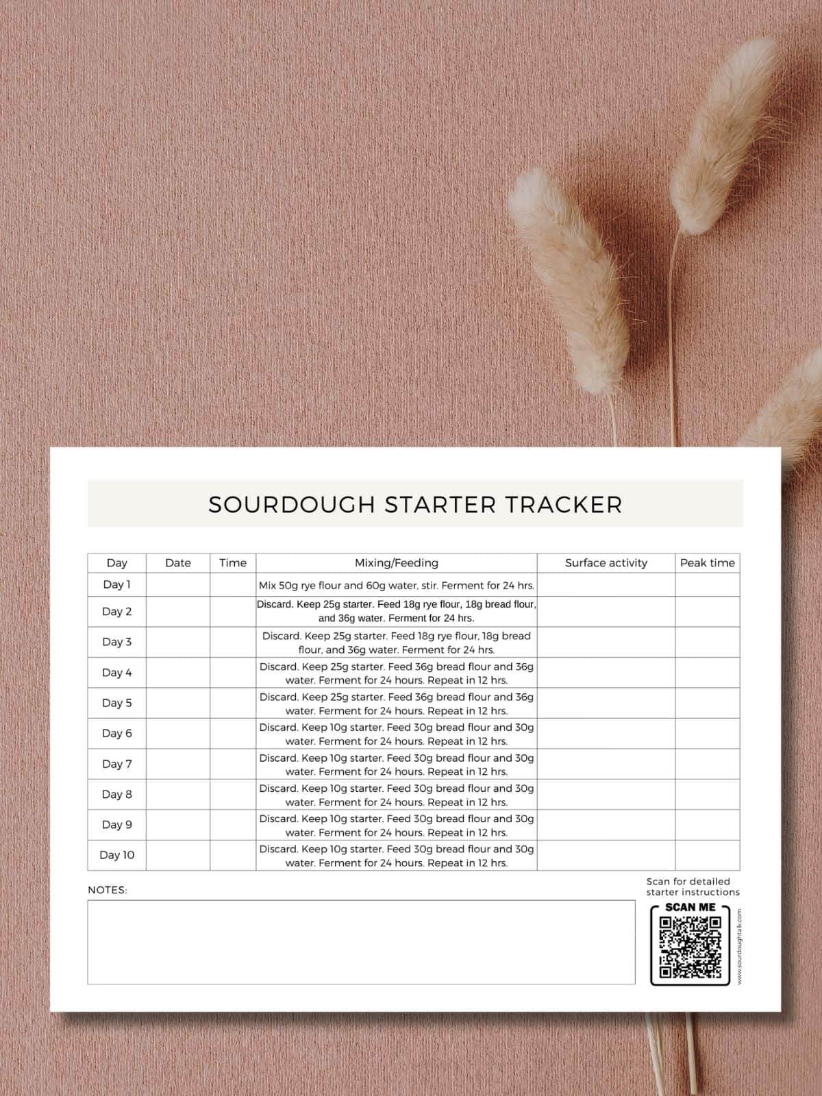 Free Printable Sourdough Starter Tracker (Beginner-Friendly Template) – sourdoughtalk.com